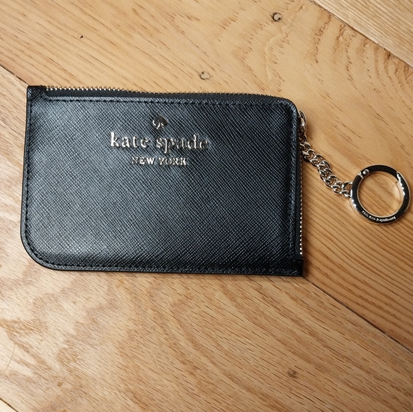 kate spade | Bags | Kate Spade Black Leather Keychain Card Holder ...